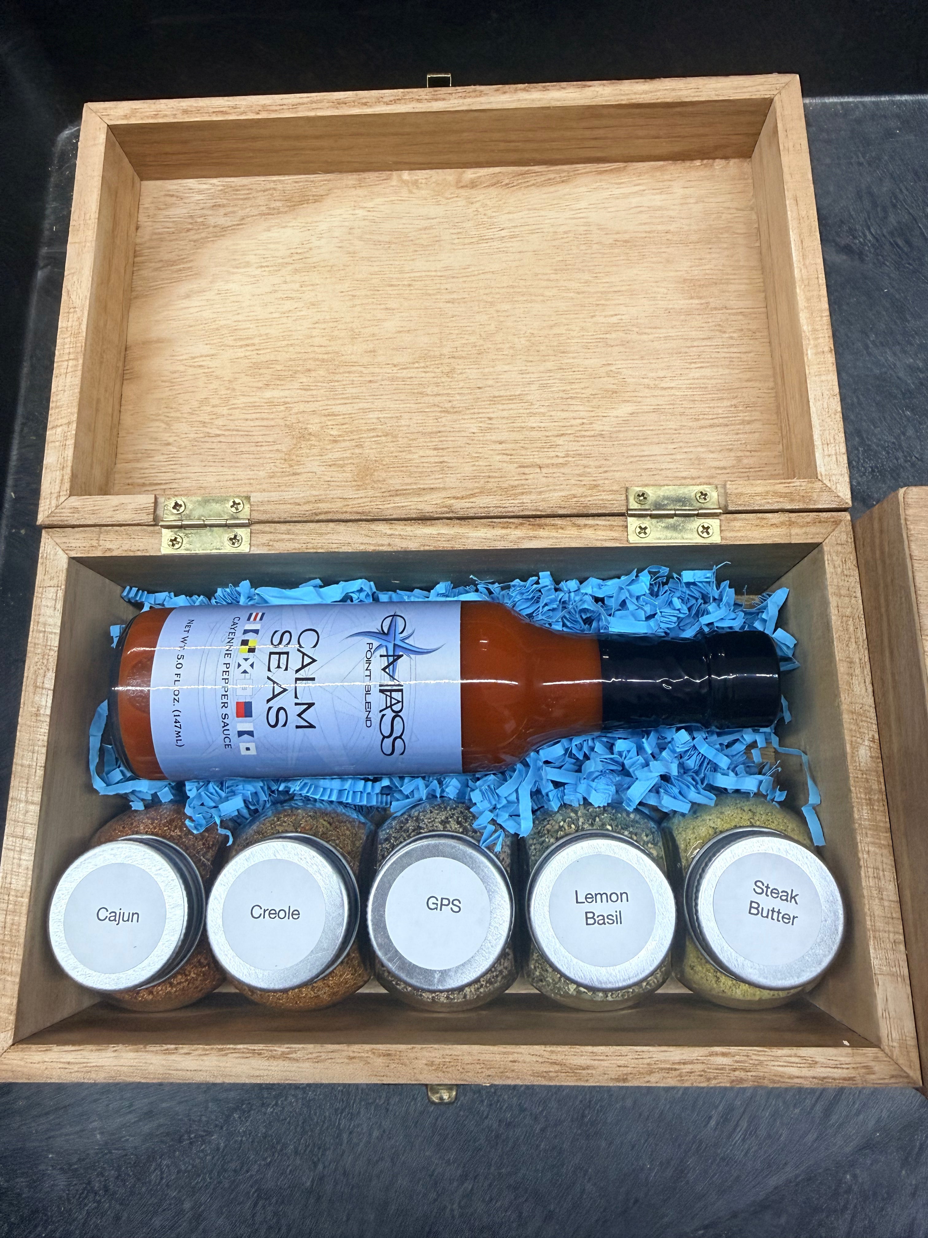 Limited Edition Wooden Hot Sauce Box – Compass Point Blend